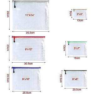 Oaimyy-Plastic Mesh Zipper Pouch Document Folders Bag Zipper Zip File Folders for Office Supplies, Travel,Organizing Storage (9"x 12", Multicolored)