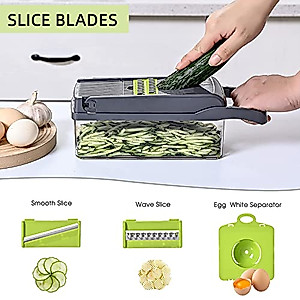 Vegetable Chopper Slicer 16-in-1 with Spice Chopper Set 7 Blades Veggie Dicer Onion Fruit Cutter (gray set)