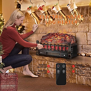 VIVOHOME 20 Inch Electric Fireplace Logs with Realistic Quartz Ember Bed, Log Heater Insert for Existing Fireplace, Overheating Protection, Timer, Remote Control, Gold