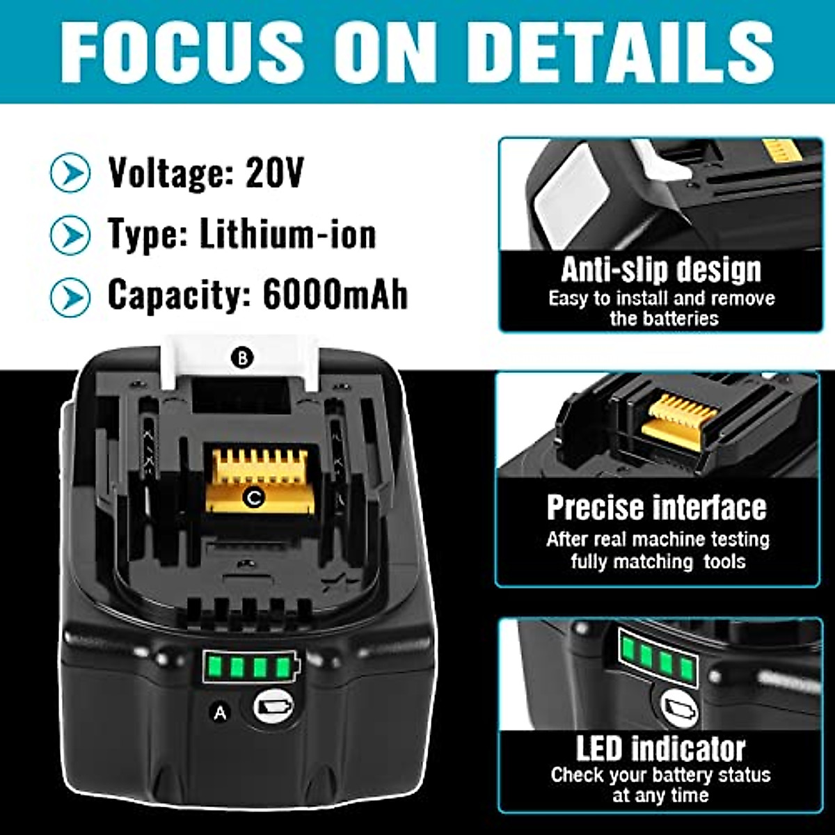 【Increase Current Protection!】 TenHutt 2Pack 6.0Ah 18V Lithium-Ion Replacement Battery for Makita 18V LXT Battery Compatible with BL1830 BL1840 BL1850 BL1860 BL1815 BL1860B Cordless Power Tools