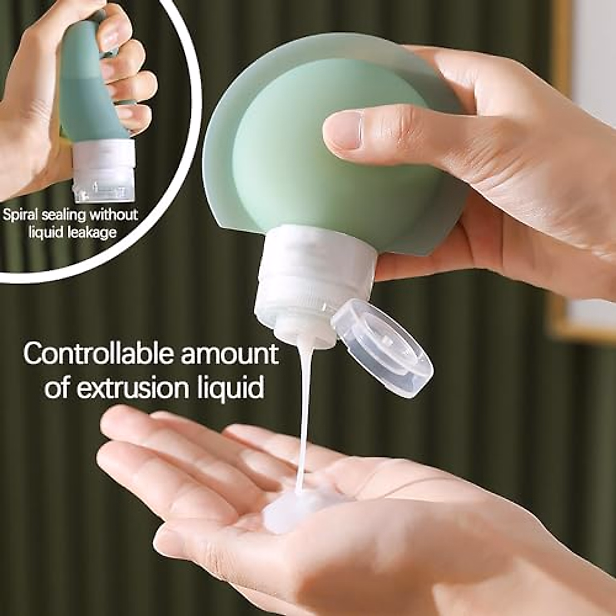 GAMAK 3Pcs Set Travel Bottles For Toiletries, Portable Silicone Travel Refillable Toiletry Bottle, 90ml/3oz Leakproof Squeezable Containers, for Shampoo, Conditioner, Lotion, Body Wash (S)