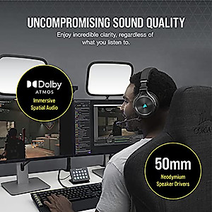 CORSAIR VIRTUOSO RGB WIRELESS XT High-Fidelity Gaming Headset with Bluetooth and Spatial Audio - Works with Mac, PC, PS5, PS4, Xbox series X/S - Slate
