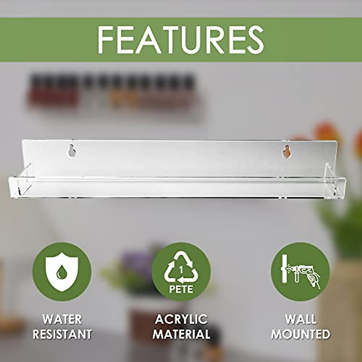 Nail Polish Rack Organizer, 6PCS/Set Acrylic Shelves, Floating Bookshelf for Kids, Shelf for Book Display Makeup Product Spice Organizer, Wall Mounted Shelf