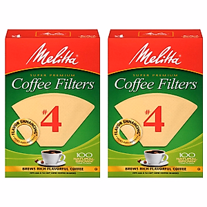 Melitta #4 Coffee Filters, Natural Brown, 2 Pack of 100 Filters.
