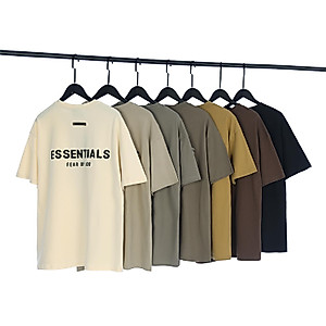 THE DINWEI NICE Hip Hop T-Shirt Ess Letter Print Couples Tee Sweatshirt for Men and Women Short Sleeve Oversized (Black,Small,Small)