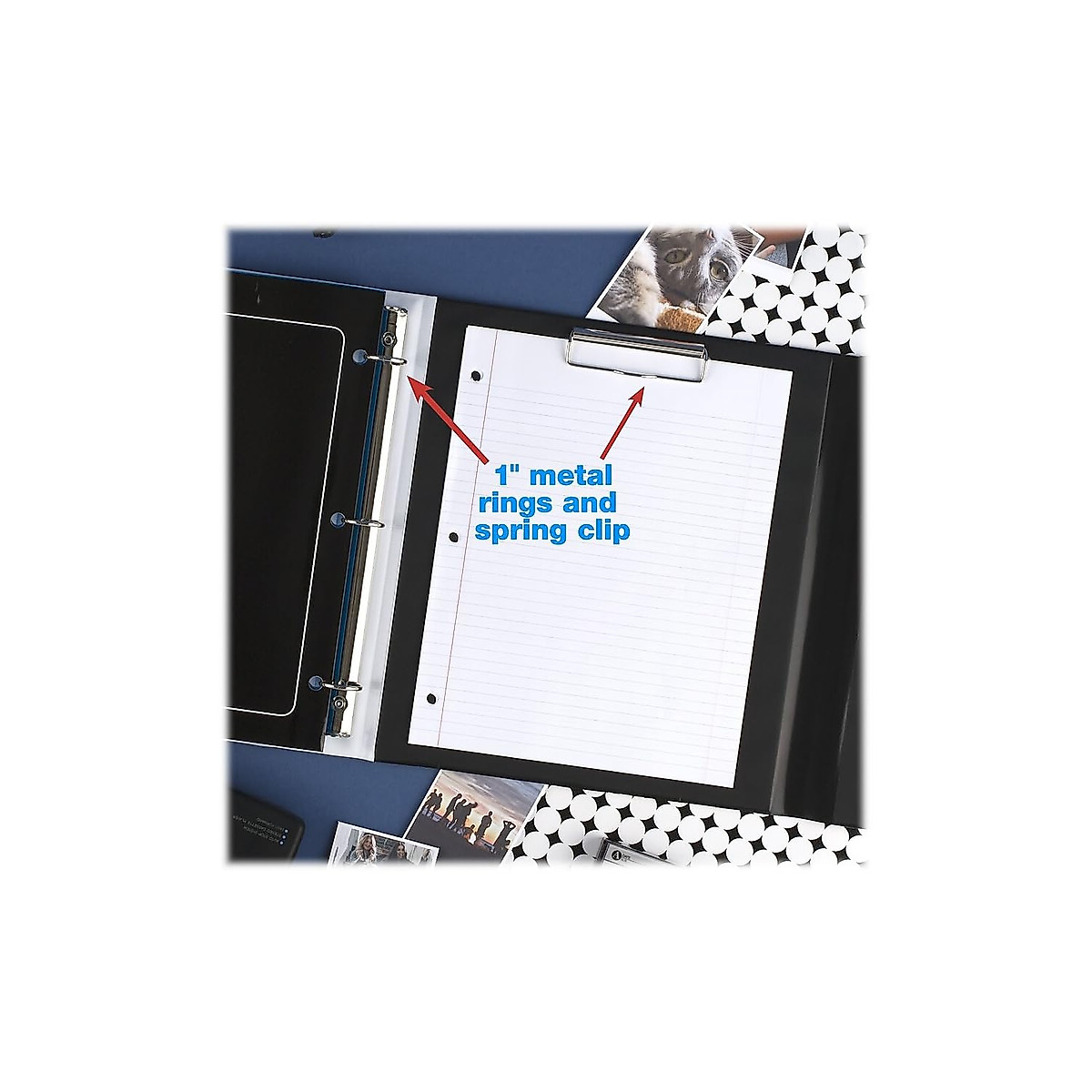 Trapper Keeper Binder, Retro Design, 1 Inch Binder Includes 2 Folders and Extra Pocket, Metal Rings and Spring Clip, Secure Storage, Shapes, Mead School Supplies (260038CQ1-ECM)