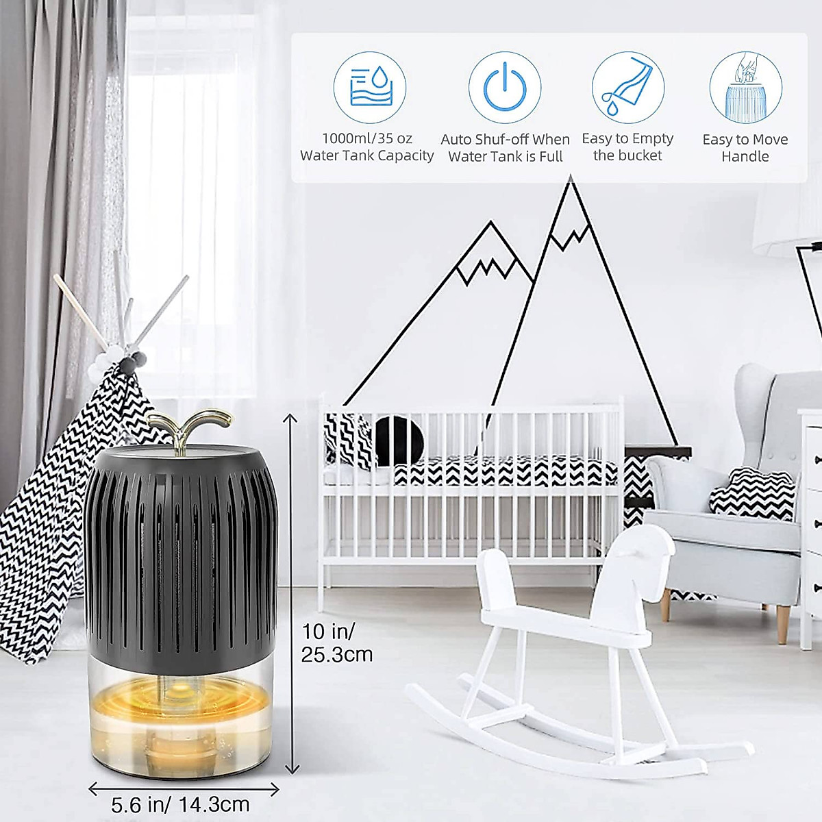 Donatello Small Dehumidifiers for Home, 35 OZ Ultra Quiet Dehumidifiers with 7 Color LED Light & Auto Shut Off, 280 sq.ft Mini Dehumidifiers for Bathroom Bedroom RV Closet Office Kitchen