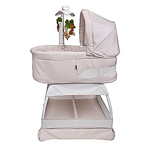 TruBliss Baby Sweetli Calm Infant Bassinet Bedside Crib Sleeper with Cry Recognition, Electric Mobile with Deluxe Items, Music, Twinkling Night-Lights, and Vibration (Wheat Melange)