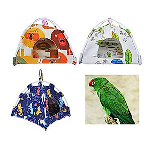 Bird Hammock Tent Nest Parrot Hanging Hut Conure House Parakeet Sleeping Bed Cute Toy Gift Small Animal Squirrel Ferret Habibat (White, Large)