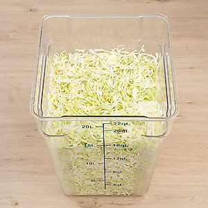 Restaurantware Met Lux 22 Quart Brine Bucket, 1 Square Marinating Container - With Volume Markers, Built-In Handles, Clear & Blue Plastic Dough Rising Bucket, Freezer-Safe, Lids Sold Separately