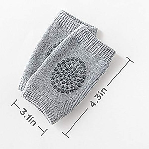 Kalevel Baby Knee Pads for Crawling Boys Girl Baby Knee Protector Pad Anti Slip Crawling Knee Sleeve Cotton Knee Elbow Pads for Babies 0-3 Years (2 Pairs, Green + Light Grey)