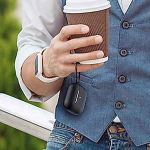 ULAK Compatible with Airpods Pro Case Cover, Soft AirPod Pro Case with Keychain for Girls Women Men Full-Body Protective Skin Silicone Cover Compatible with AirPods Pro (2019 Release), Black