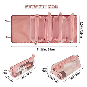 Senyucom Detachable Cosmefic Bag, 4 IN 1 Removable Portable Toiletry Travel Hanging Makeup Bags Organizer,Bathroom Bag for Shower (Pink)