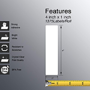 BETCKEY - 4" x 1" (102 mm x 25 mm) Multipurpose Labels Compatible with Zebra & Rollo Label Printer,Premium Adhesive & Perforated [20 Rolls, 27500 Labels]