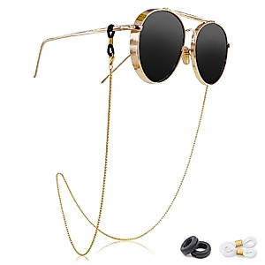 Eyeglass Chain - Kalevel Stainless Steel Sunglass Strap Eyeglass Strap Holder (Gold)