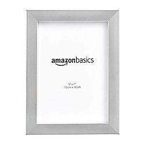 Amazon Basics Rectangular Photo Picture Frame, 5" x 7", Pack of 2, Nickel