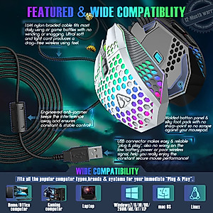 targeal Ergonomic Gaming Mouse - USB Wired Computer Gamer Mice with 8000 DPI Adjustable/Customizable Buttons/RGB Backlit - for Windows 7/8/10/XP, Vista, Linux, PC/Mac/Laptop