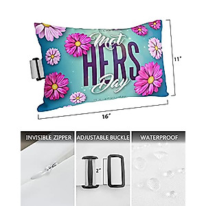 Recliner Head Pillow Ledge Loungers Chair Pillows with Insert Mother'S Day Pink Daisy Blue Lumbar Pillow with Adjustable Strap Outdoor Waterproof Patio Pillows for Beach Pool Chair, 2 PCS