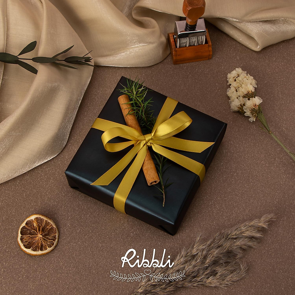 Ribbli Black Metallic Wrapping Paper Matte Black Solid Color Paper Perfect for Birthday Christmas Baby Shower Wedding Valentine's Day- 17Inch x 394Inch(33Feet)