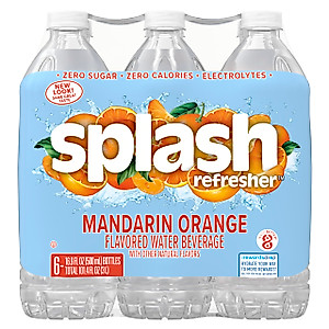 Splash Refresher Mandarin Orange Flavored Water, 16.9 Fl Oz, Plastic Bottle, Pack of 6