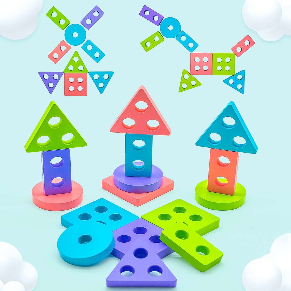 POLKRANE Busy Board with LED Light,Montessori Toys with Toggle Switch,Travel Toys and Wooden Toy for Educational Toddler Activities for 1 2 3 4 Year Old Boys & Girls (Polkrane Pad)