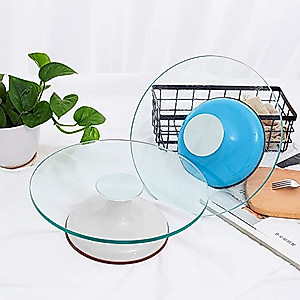 Distlety 12 Inches Cake Turntable, Cake Turntable Rotating Cake Decorating, Ultra Quiet Glass Turntable Cake Stand with White Sturdy Base
