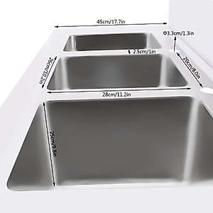 3-Compartment Stainless Steel Utility Sink Commercial Grade Laundry Tub Culinary Sink Free Standing Utility Sink for Garage, Restaurant, Kitchen, Laundry Room, Outdoor, 39” W x 18” D x 37” H