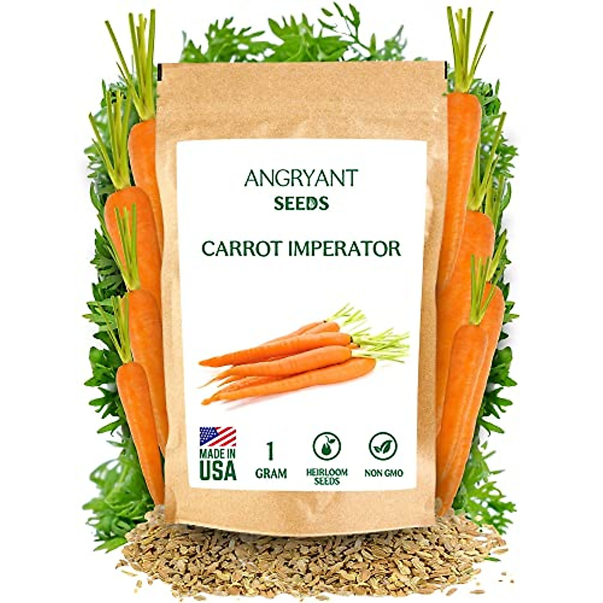 Imperator Carrot Seeds for Planting - 914+ Heirloom, Non-GMO Seeds - 100% USA Grown - Easy to Grow Long Tapered Carrots with Sweet Flavor - Suitable for Indoors and Outdoors Home Vegetable Garden