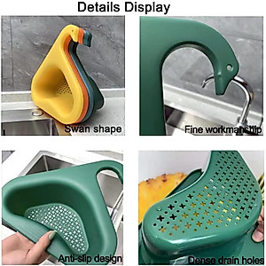 Swan Drain Basket for Kitchen Sink, 2Pcs Triangle Sink Drain Rack Kitchen Sink Strainer Basket, Multifunctional Kitchen Triangular Sink Filter, Fits Sinks (1PC, Green)