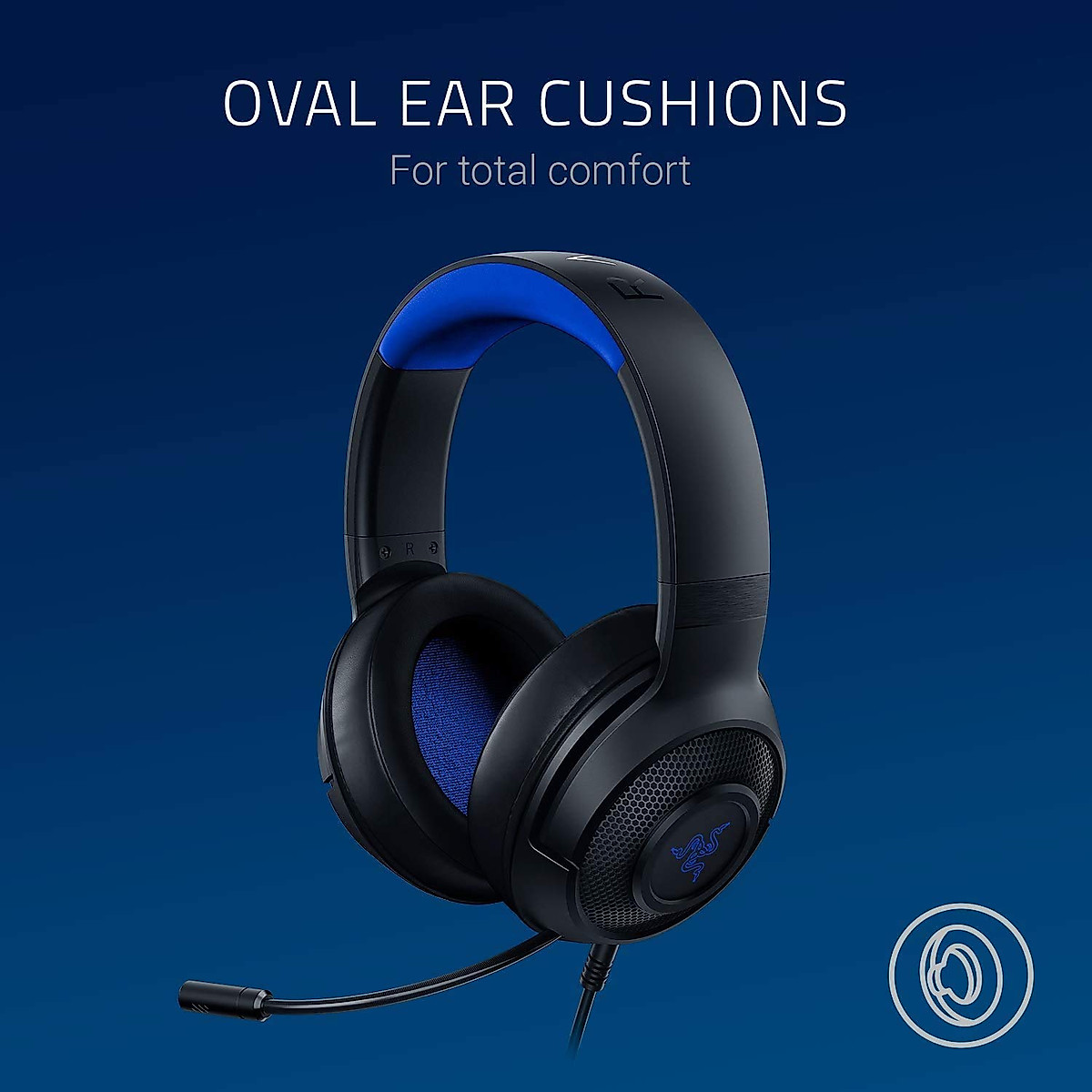 Razer Kraken X Ultralight Gaming Headset: 7.1 Surround Sound - Lightweight Aluminum Frame - Bendable Cardioid Microphone - for PC, PS4, PS5, Switch, Xbox One, Xbox Series X|S, Mobile - Black/Blue