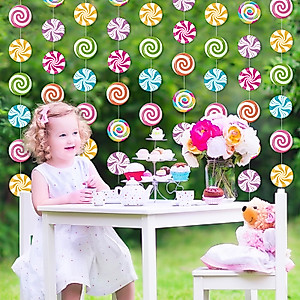 Capoda 8 Pieces Candy Party Decorations Candyland Paper Garlands Candy Paper Cutouts Lollipop Garland Banner Sweet Candy Hanging Decor for Candy Birthday Theme Party Supplies