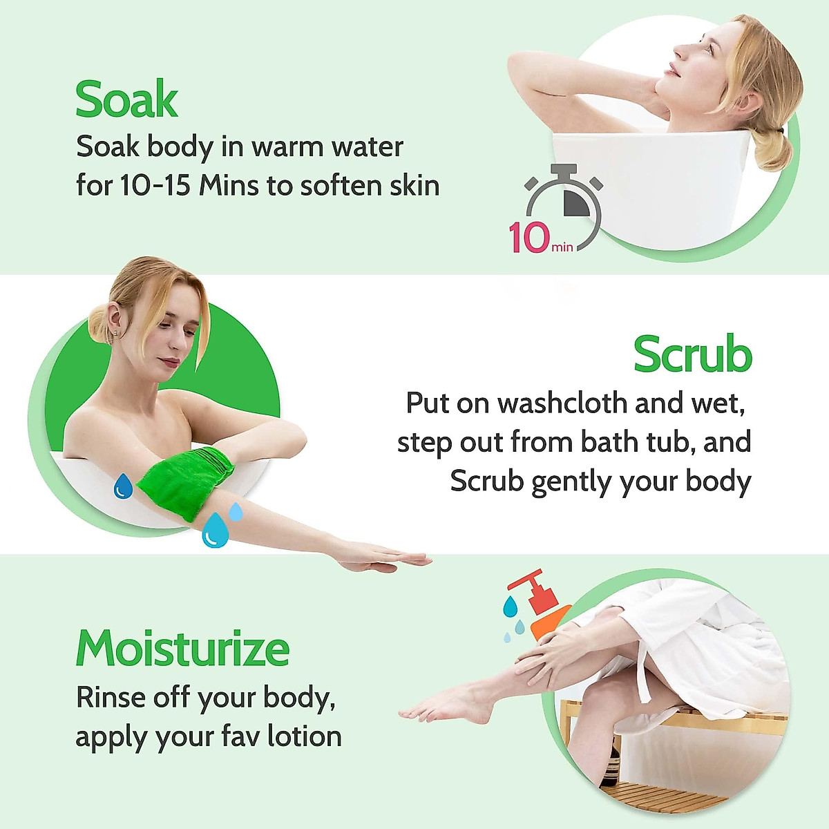 Modu 6 Pcs Korean Exfoliating Mitt Bath Washcloth 6.7 x 5.5 in - Asian Italy Towel (Small 6 Pcs Green)