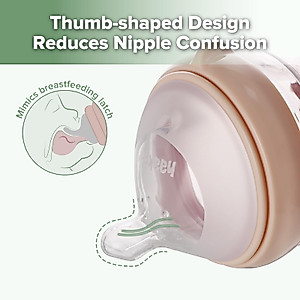 haakaa Gen.3 Natural Glass Baby Bottle Wide Neck Anti-Colic Variable Flow Nipple - Easy to Clean & Latch for 6M+ Breastfed Babies, Newborn Registry Essentials,BPA-Free, 6.3 oz/180 ml, Peach