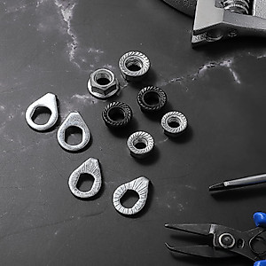 Yolev 6PCS Bike Wheel Axle Nut and 4PCS Safety Washer Kit Bicycle Hub Flanged Axle Nut Steel Flange Nuts Wheel for Front and Rear Bike Wheel Mountain Road