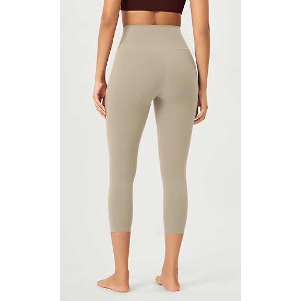 ODODOS ODCLOUD 2-Pack Buttery Soft Lounge Yoga Capris for Women 23" High Waist Non See Through Cropped Leggings, Black+Shaker Beige, X-Small