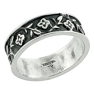 Sterling Silver Floral Design Ring 5/16 inch, Size 10
