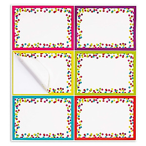 Bright Creations 144 Pieces Decorative Colorful Name Tags for Classroom – Blank Stickers to Write on for Student Desks, Bin Labels, Teacher Supplies, 6 Designs (3.5 x 2.5 Inches)