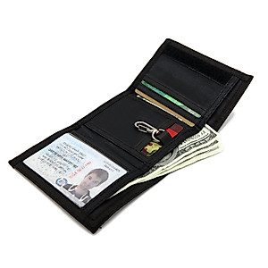 AI-DEE RFID Trifold Canvas Outdoor Sports Wallet for Kids- Christmas Gifts for Boys - Front Pocket Wallet with Magic Sticker - (Camouflage)