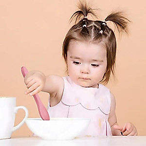 PandaEar Silicone Baby Spoon and Fork Set| 6 Pack First Stage Baby Self Feeding Spoons 6+ Months| Toddler Baby Utensils 6-12 Months| Infant Baby LED Weaning Spoons Feeding Supplies