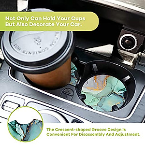 Sunflower Car Coasters for Drinks Absorbent with Cork, Cute Ceramic Car Coasters Set of 2 with A Finger Notch for Easy Removal,Auto Accessories for Women & Men
