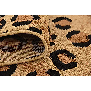 Unique Loom Wildlife Collection Area Rug - Leopard (5' 3" x 8' Rectangle, Light Brown/ Black)