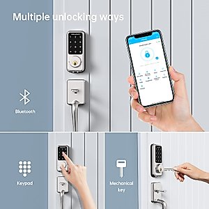 Smart Lock, SMONET WiFi Keyless Entry Door Lock Deadbolt Bluetooth Electronic Locks Touchscreen Keypad Featuring App Work with Alexa Google Home for Home Front Door Hotel