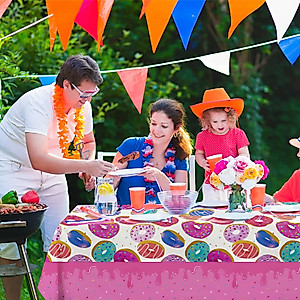 PHOGARY Donut Themed Tablecloth Plastic, Disposable Table Covers, Dessert Time Party Supplies, Ideal for Girl Birthday Party Decoraion, Baby Showers (1)