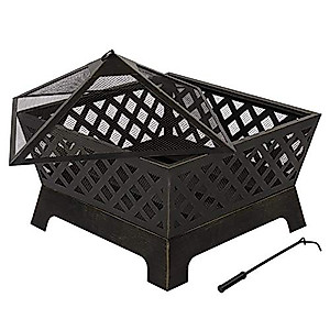 4 Angles Shaped Patio Fire Pit Outdoor Home Garden Backyard Firepit Bowl Fireplace