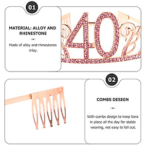 FRCOLOR 40th Birthday Tiara Crystal Rhinestone Crown Princess Crown and Tiaras for Women(Rose Gold)