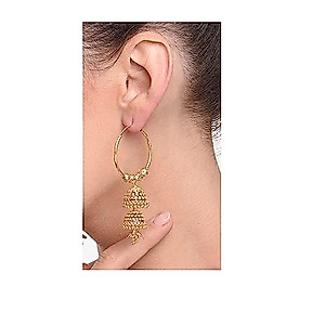 Efulgenz Indian Earrings for Women Indian Hoop Earrings Indian Jhumka Earrings Set Indian Jewelry Traditional Gold Tone Hoop Jhumka Jhumki Dangle Earrings Set for Women