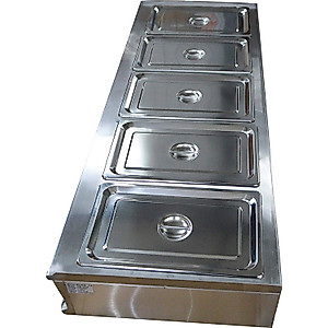 INTBUYING 5-Pan Restaurant Steam Table Bain-Marie Buffet Food Warmer
