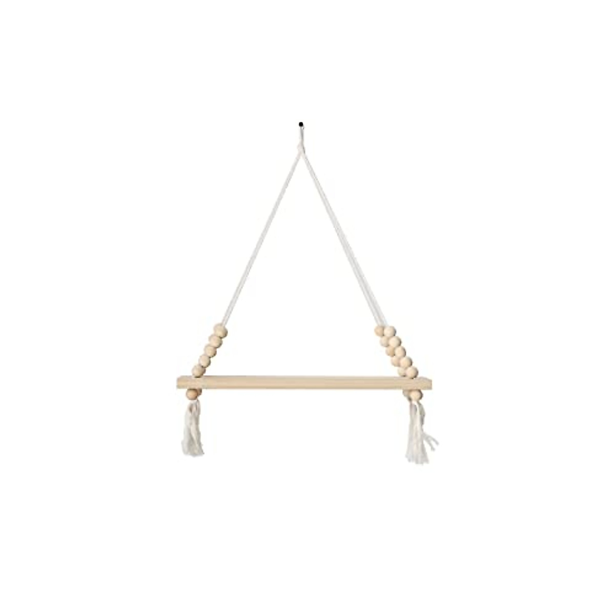 ND RongFeng Wooden Rope Suspended Floating Shelf Set of 2, Wall Rope Rack for Living Room, Bedroom, Bathroom and Kitchen, Shelves in Natural Wood Color