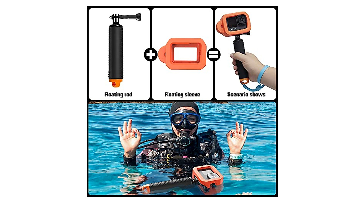 NUOBAKE GoPro Floaty Case & Mouth Mount - Perfect for Water Sports