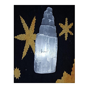 JIC Gem Clearance Natural Selenite Lamp Mini White Gemstone Crystal Lamp 4 inches Color Changing Light + Use Batteries